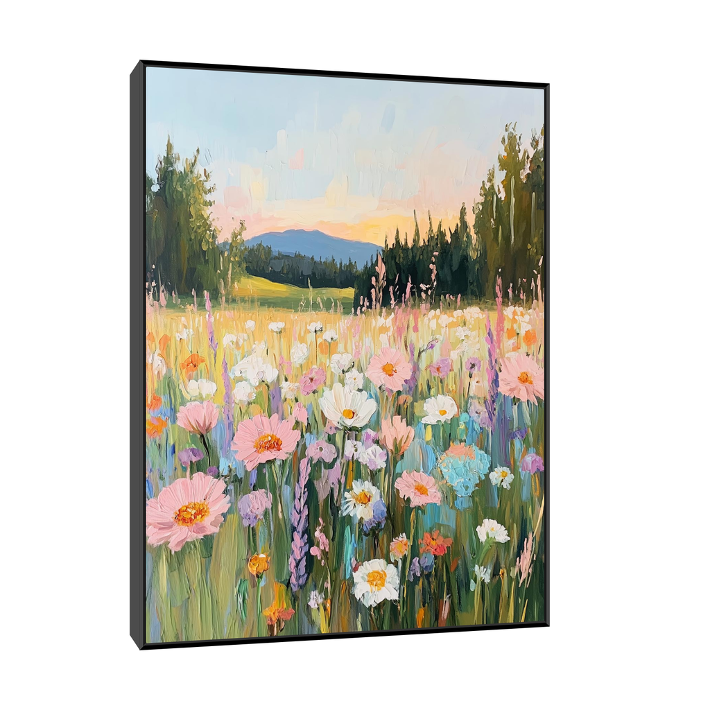 Canvas Slika na platnu Cvetna livada, Sa ramom, 75 x 100 cm, Crni ...