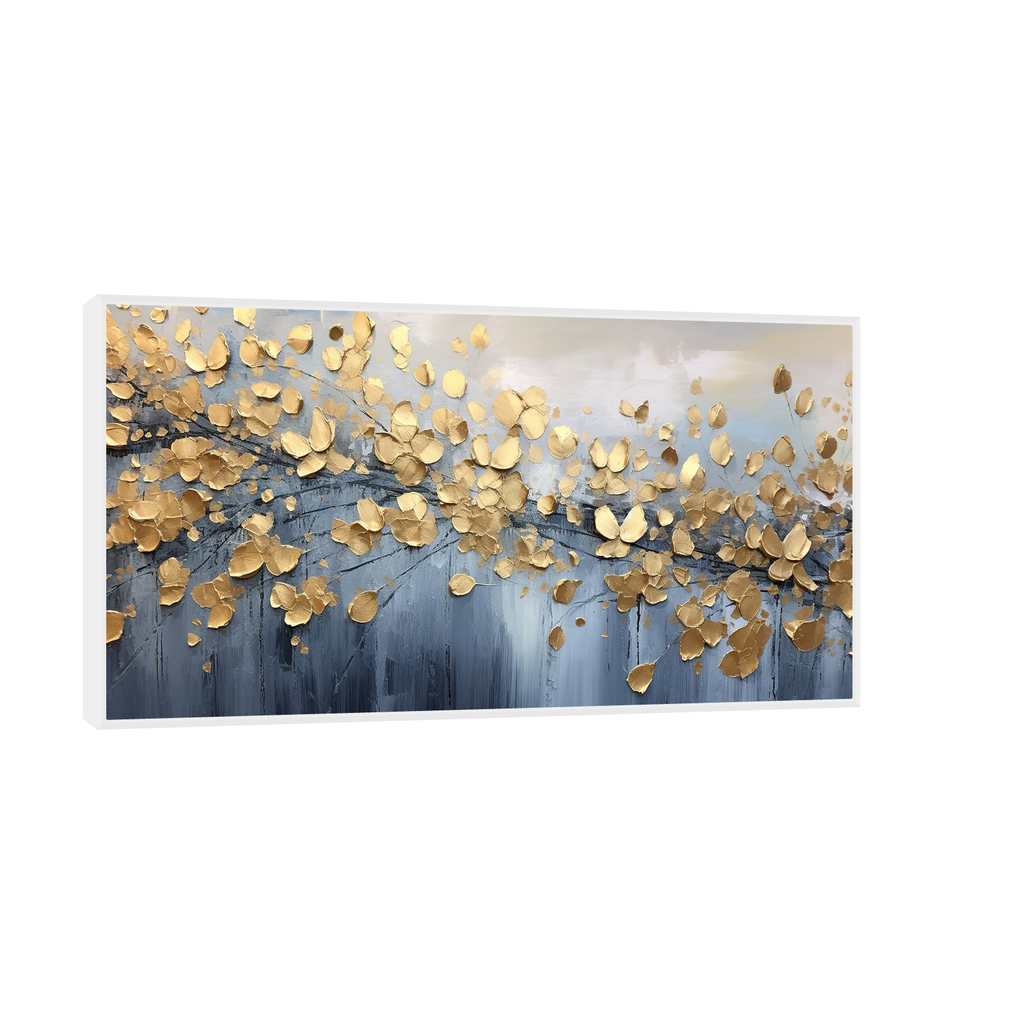 Canvas Slika na platnu Zlatni listovi, Sa ramom, 80 x 40 cm, Beli ...