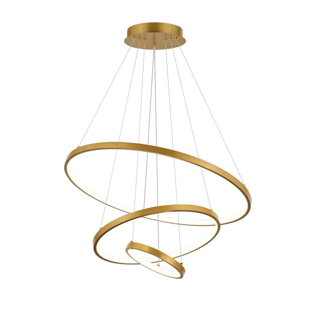 Rabalux Visilica sa daljinskim Beliza, 3 prstena, LED 95W, 3000-6500K, 60cm, Zlatne boje ...