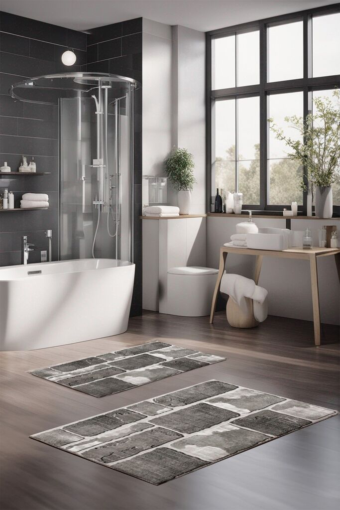 Комплет подлоги за бања L'essentiel Maison CT-5178, 2 парчиња, сиви ...