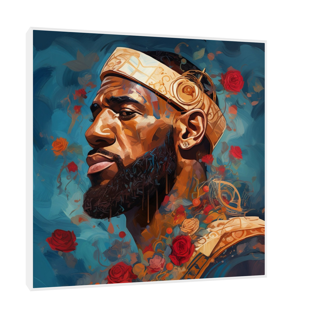 Canvas Slika na platnu Lebron sa ružama, 120x120cm, Sa ramom, Beli ...