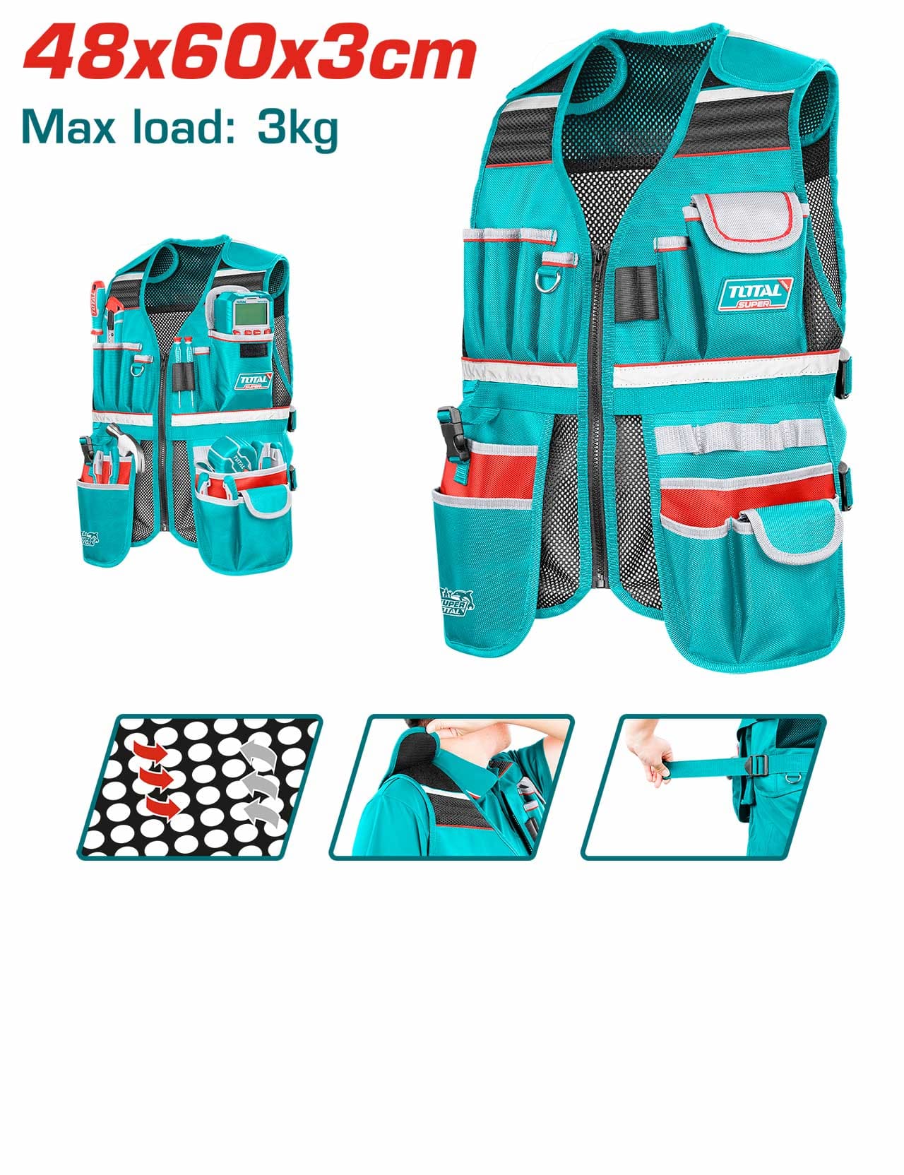 Total Prsluk za alat TTVT16025, 48x60x3cm, 17 džepova | Online prodaja ...