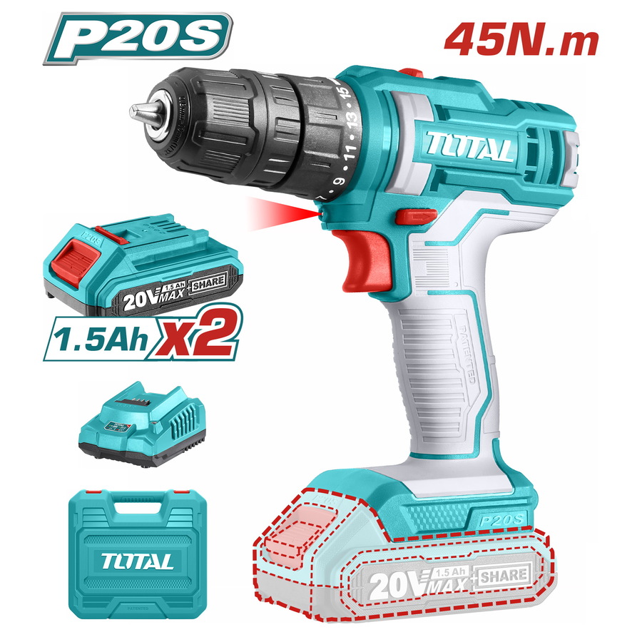 TOTAL Li-ion aku bušilica, 20V, 45NM | Online prodaja | Ananas