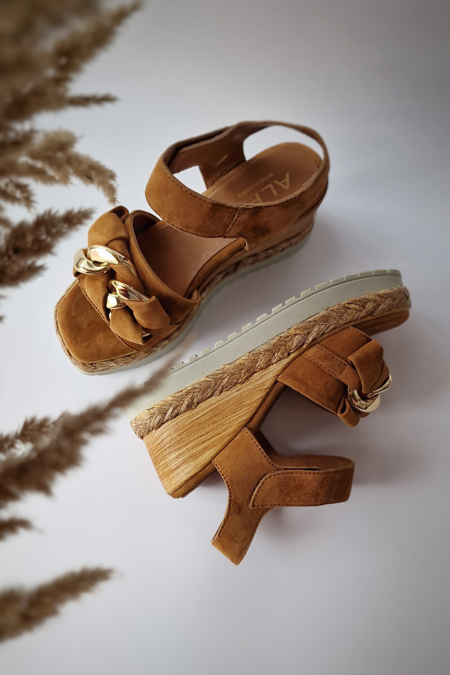 Ženske sandale sa platformom, Kožne, Braon | Online prodaja | Ananas