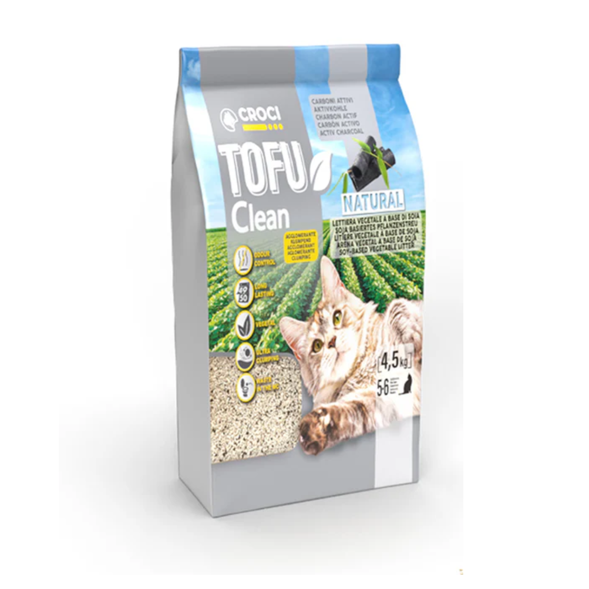 CROCI Tofu Clean Песок за мачка од тофу со активен јаглен | Најголема ...