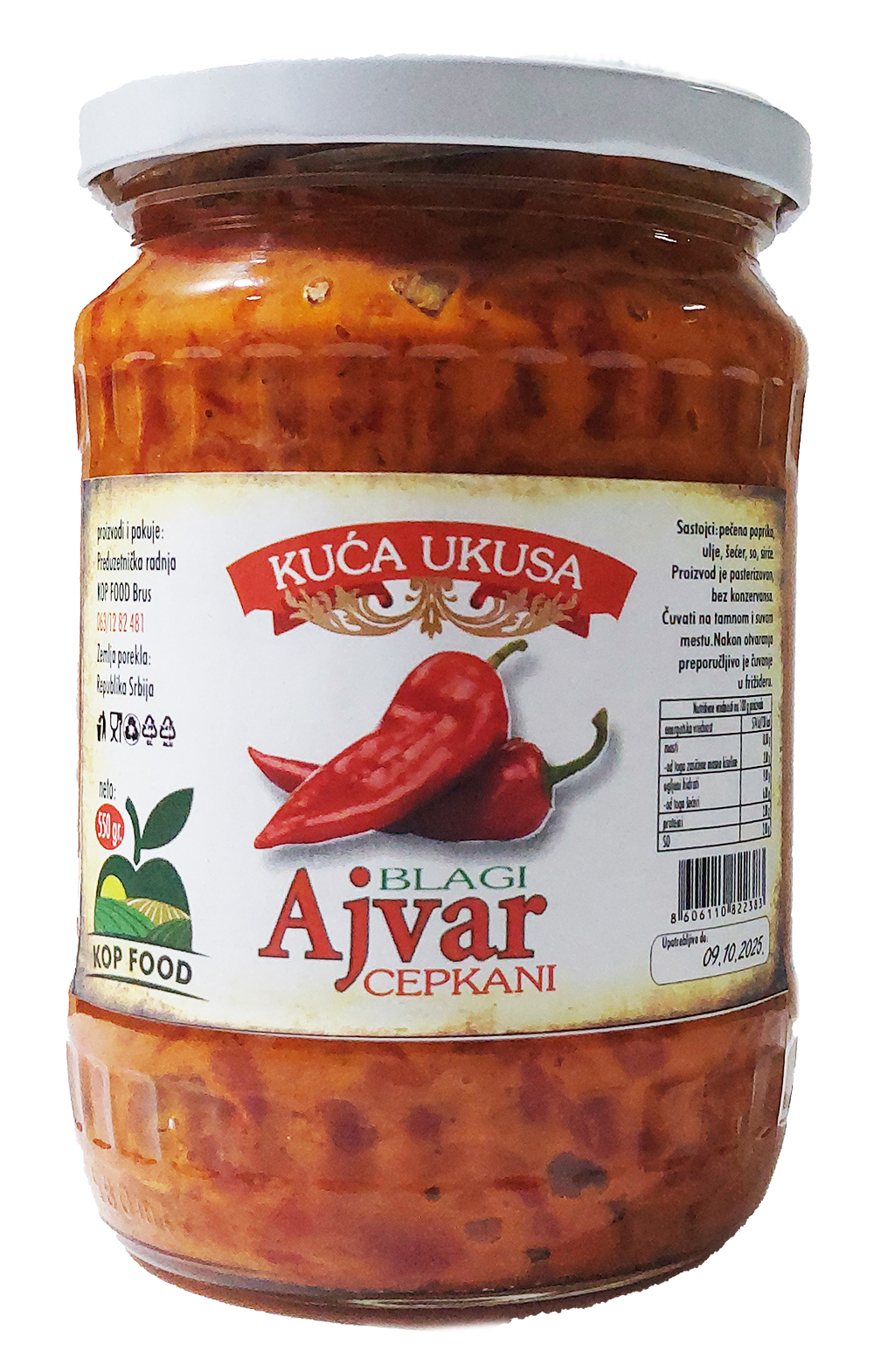 Kop Food Brus Ajvar, Blagi cepkani, 550g | Online prodaja | Ananas