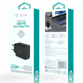 Devia Brzi punjač Rocket Series PD Quick Charger, 45W, Crni | Online prodaja | Ananas