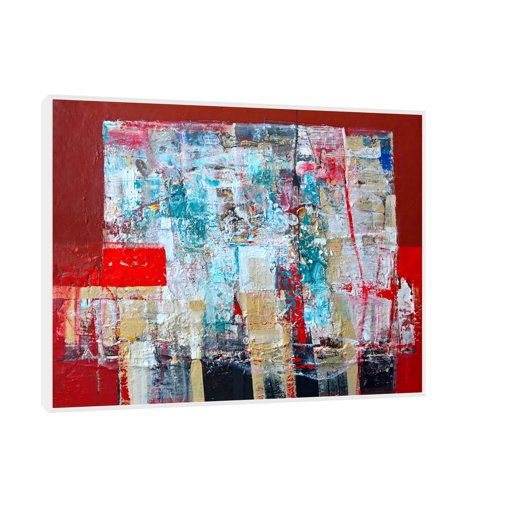 Canvas Slika na platnu Crvena ekspresija, Sa ramom, 100 x 75 cm, Beli ...
