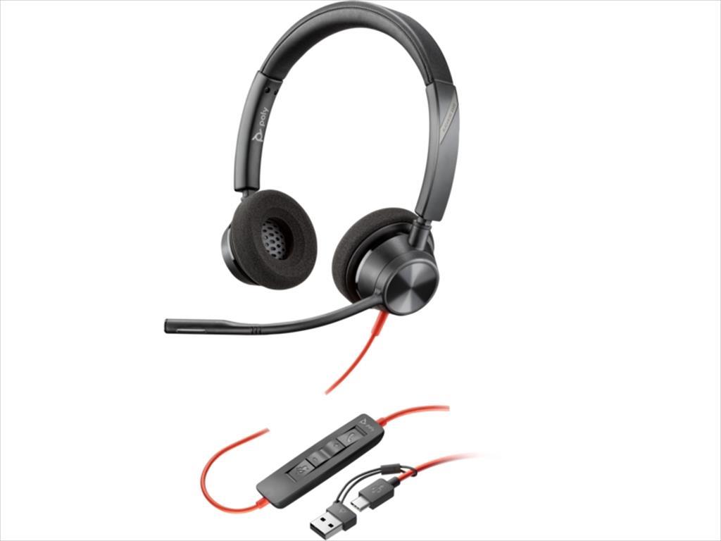Poly Слушалки Blackwire 3320 W/Microphone,Usb-C + Usb-C/A Adapter ...