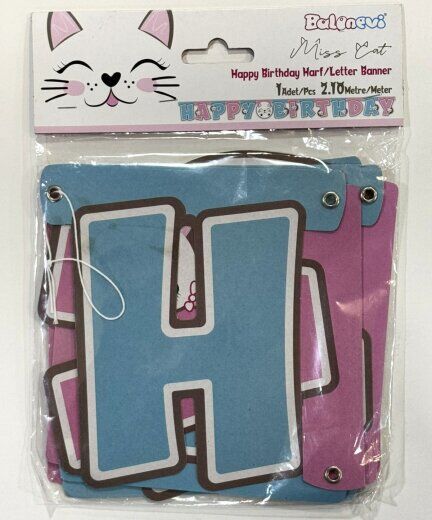 Balonevi Baner Happy Birthday, Miss Cat, 2.10m | Online prodaja ...