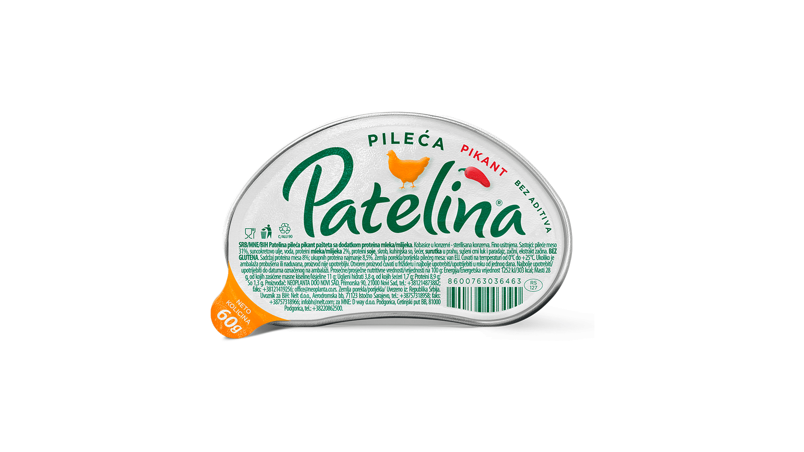 NEOPLANTA Pileća pašteta pikant Patelina, 60 g | Online prodaja | Ananas