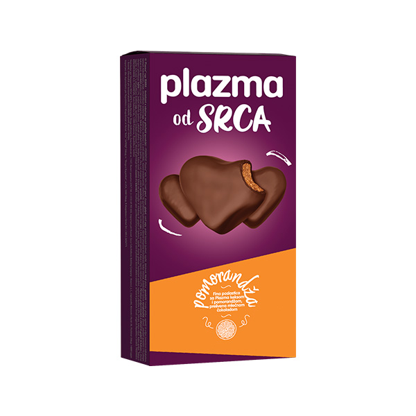 PLAZMA Keks preliven mlečnom čokoladom sa narandžom Od Srca, 100g ...