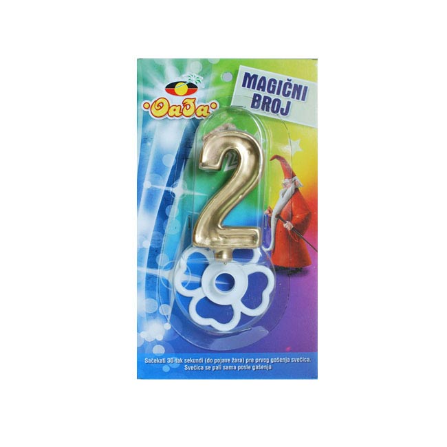 Oaza party Magična rođendanska svećica broj 2, Zlatne boje | Online ...