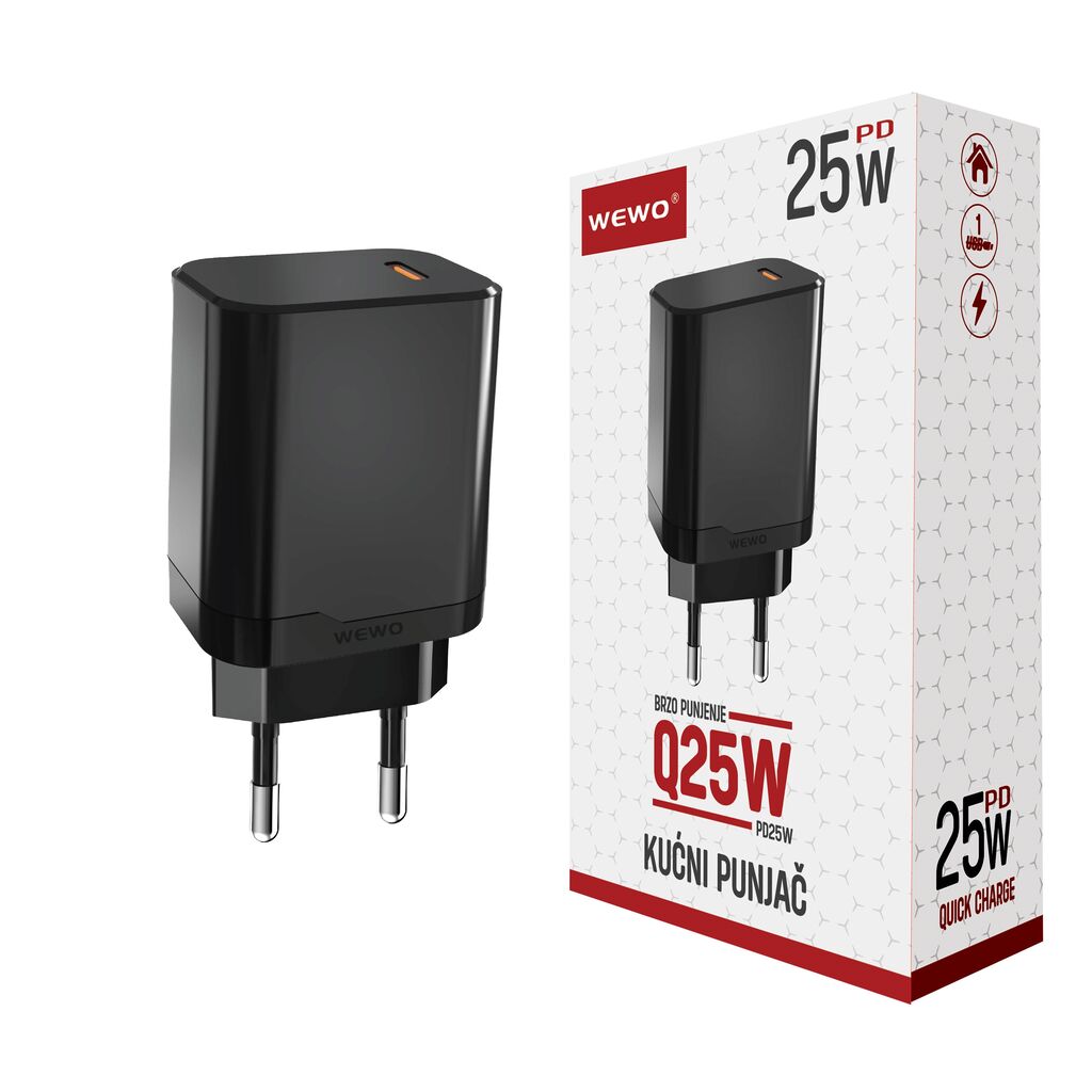 Wewo Punjač za brzo punjenje Q25W PD, 25W, Crni | Online prodaja ...