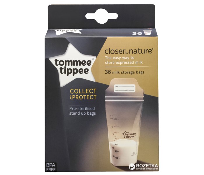 TOMMEE TIPPEE Кеси за чување млеко стерилна кеса , 36 парчиња ...