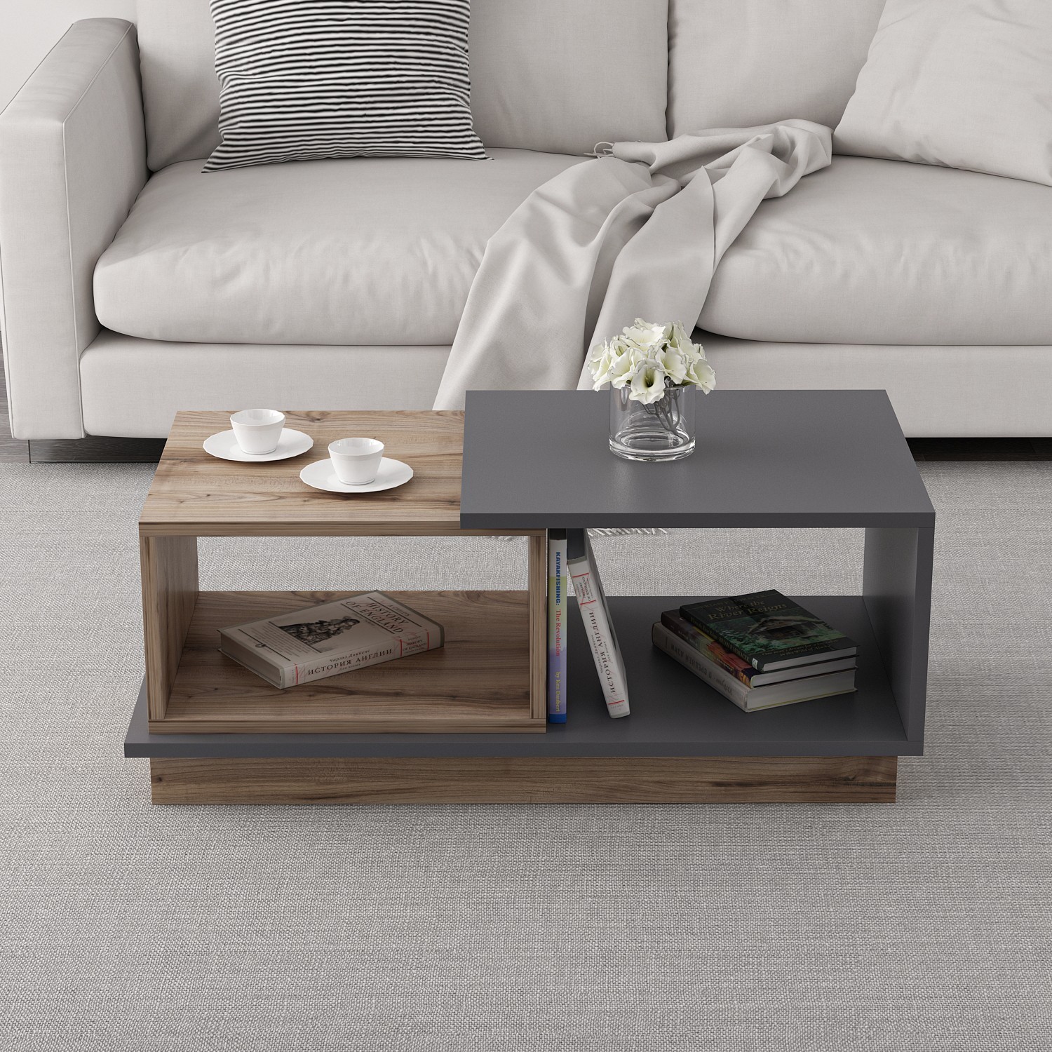 Wallity Klub sto Consept 90x36x45cm Antracit-Hrast | Online prodaja ...