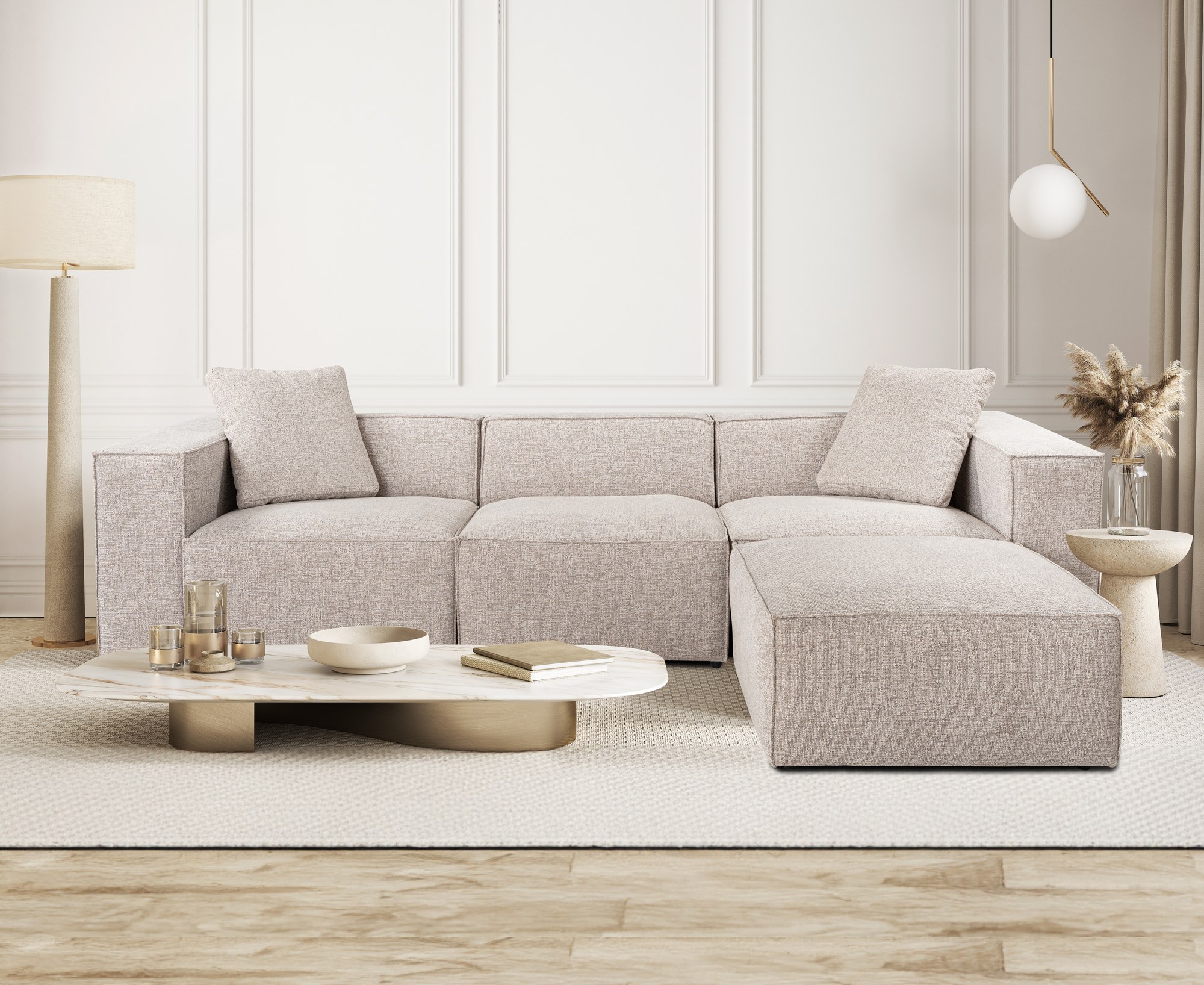 Atelier del Sofa Ugaona garnitura Lora 193x65x303cm Siva | Online ...