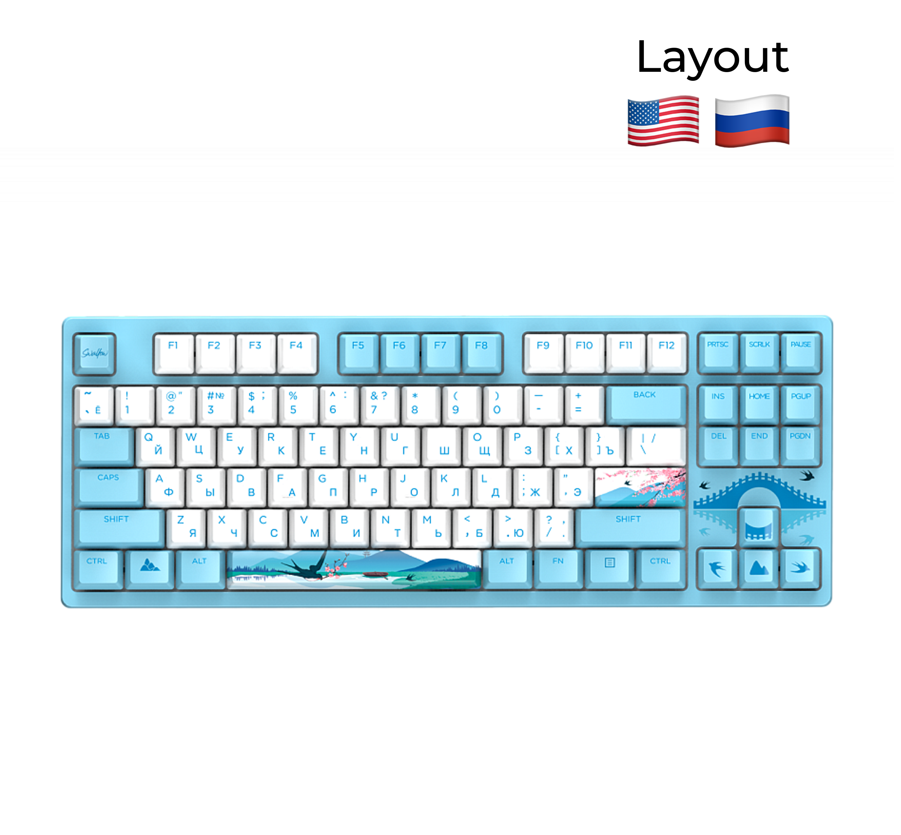 DAREU Gaming tastatura A87L TKL SWALLOW, Plavo-bela | Online prodaja ...