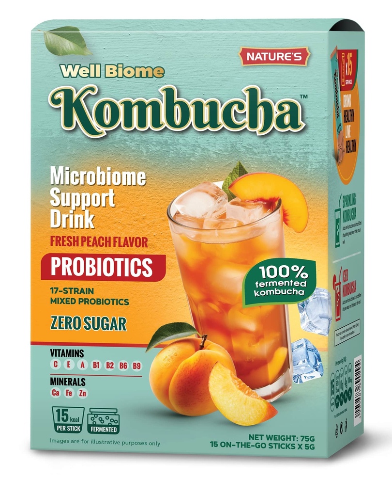 NATURE'S Napitak Well Biome Kombuha Sveža breskva, 15 kesica, 75 gr ...