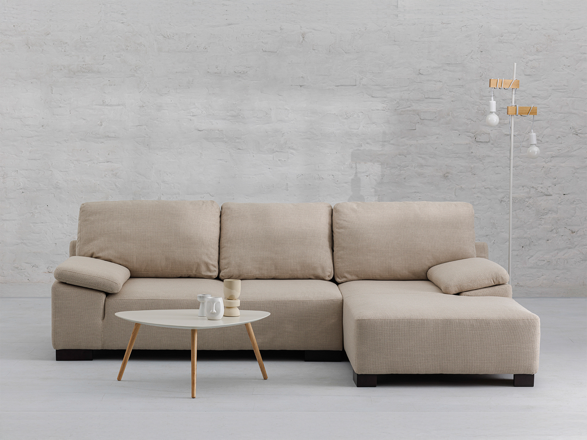 SIMPO Ugaona garnitura Neapel, Desni ugao, 253 x 170 x 80 cm, Bež ...