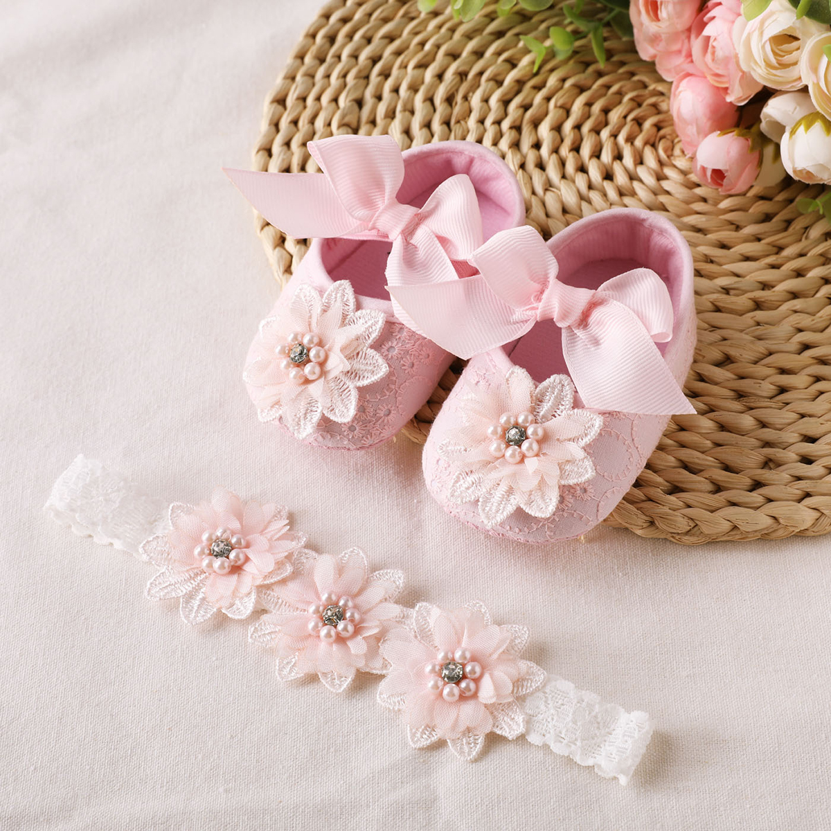BUBU Set za bebe cipelice i traka za kosu, Beli | Online prodaja | Ananas