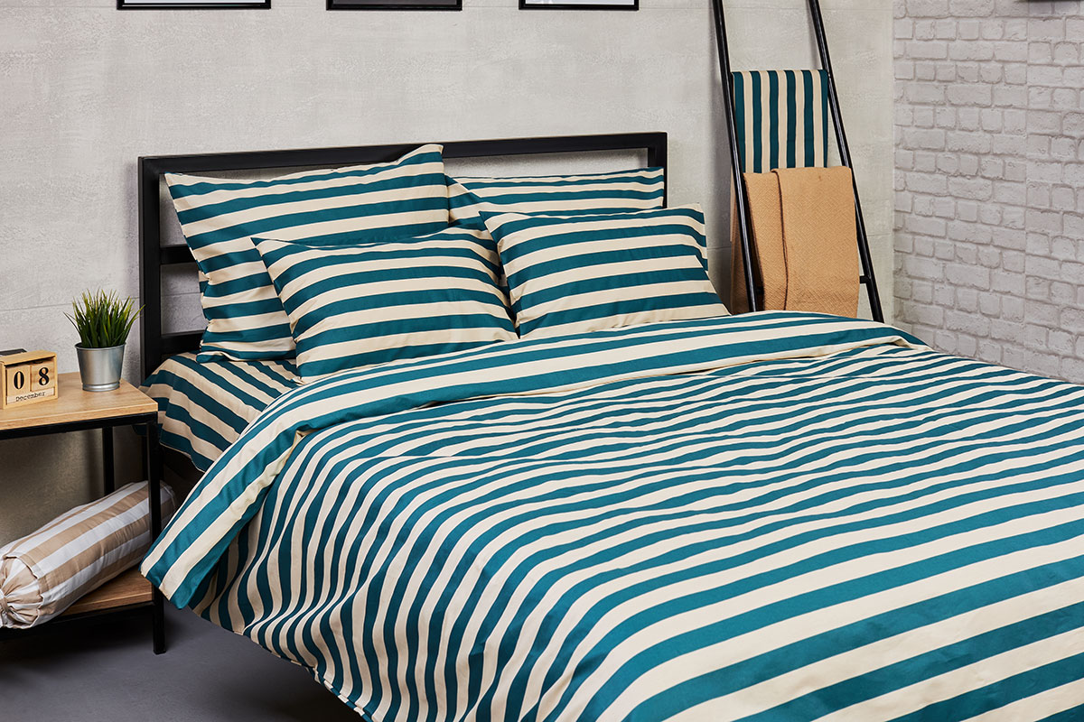 PALETA TEXTIL Posteljina saten 140x200 2104B zeleno-bela | Online ...