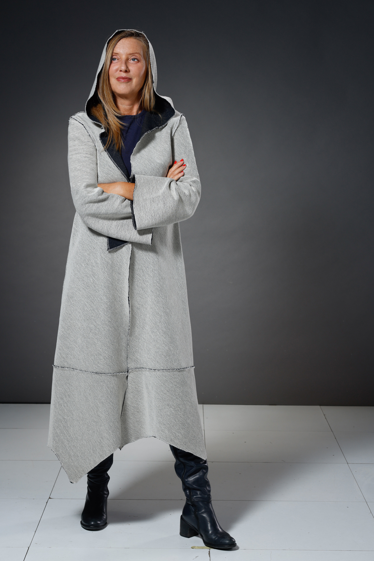 BOUCLÉ MODA Ženski mantil Jelena, Sivo-teget | Online prodaja | Ananas