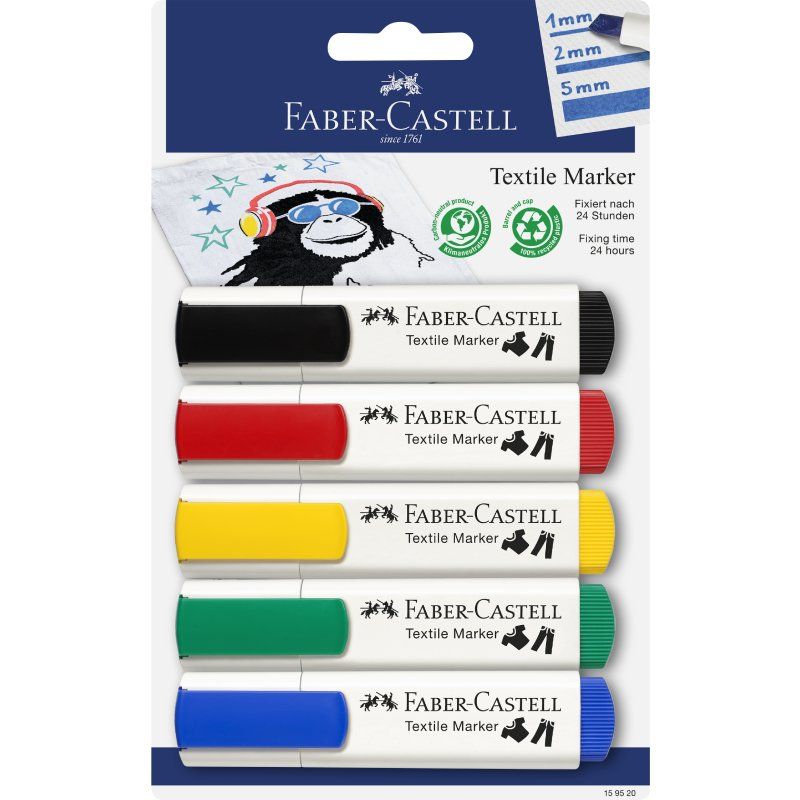 FABER CASTELL Set flomastera/markera za tekstil Basic col. 5/1 159520 ...
