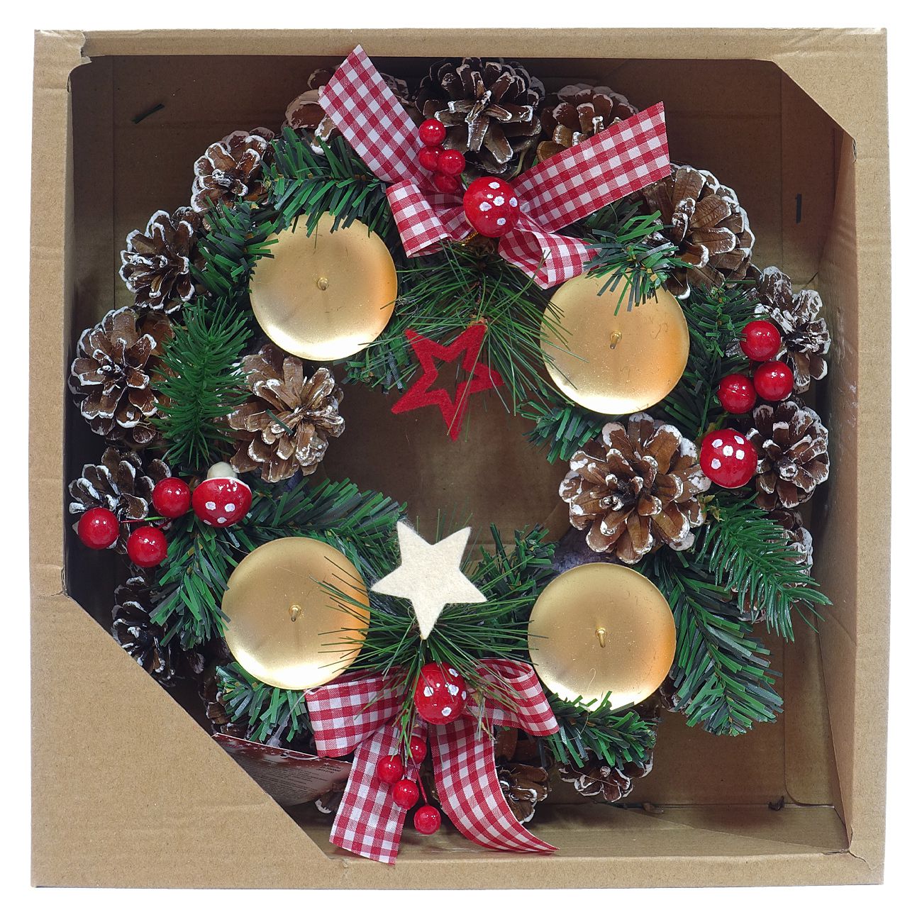 DENIS Adventni venac sa šišarkama 31 cm zimzeleni | Online prodaja | Ananas