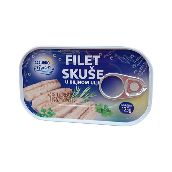 AZZURRO MARE Skuša fileti u biljnom ulju, 125g | Online prodaja | Ananas
