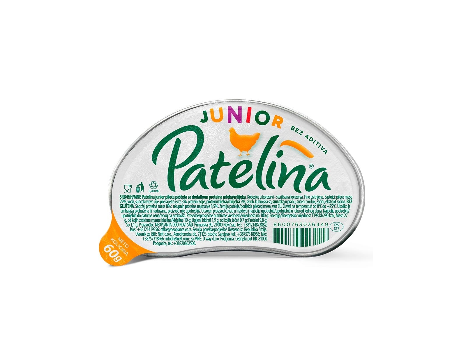 Patelina Junior Pašteta Pileća, 60g | Online prodaja | Ananas