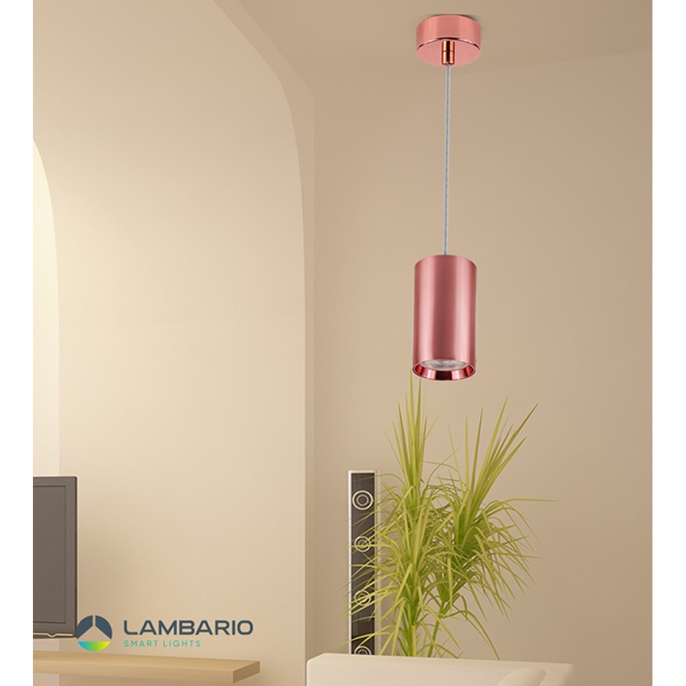 LAMBARIO Висечка светилка 1xgu10 max50w бакар-розе h-100mm | Најголема ...