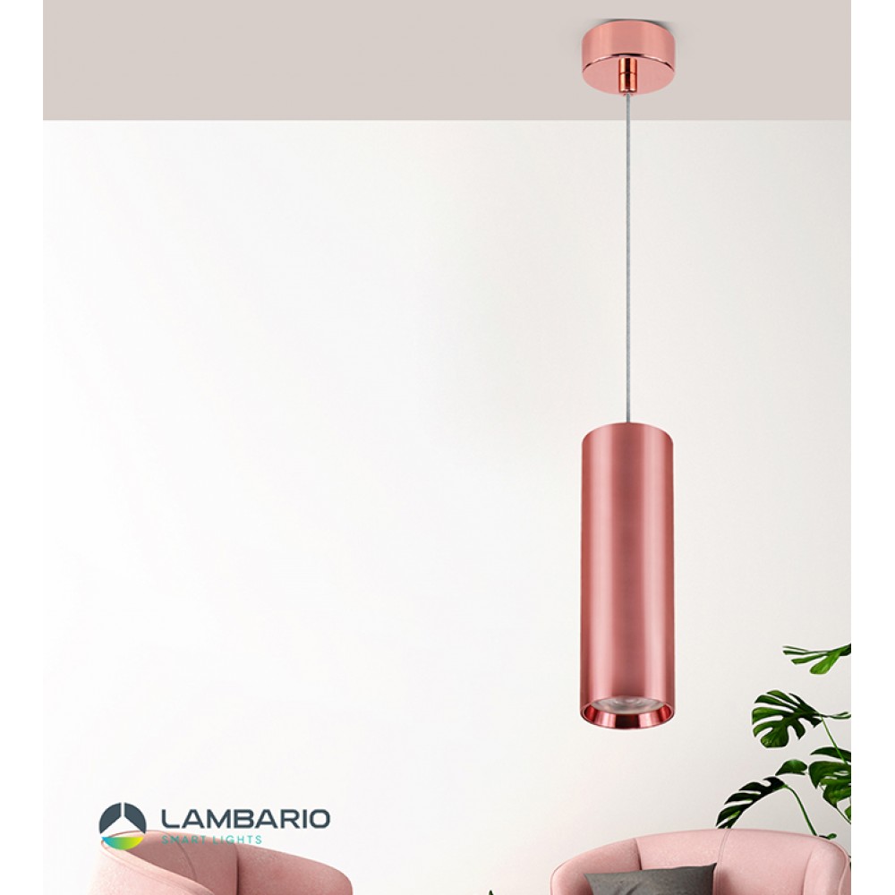 LAMBARIO Висечка светилка 1xgu10 max50w бакар-розе h-200mm | Најголема ...