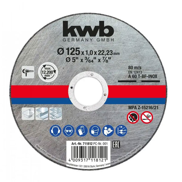 KWB Брусна плоча за метал-inox 125x1,0x22мм | Најголема онлајн продавница во Македонија | Ананас МК