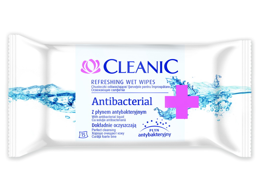 CLEANIC Vlažne antibakterijske maramice 15 komada | Online prodaja | Ananas