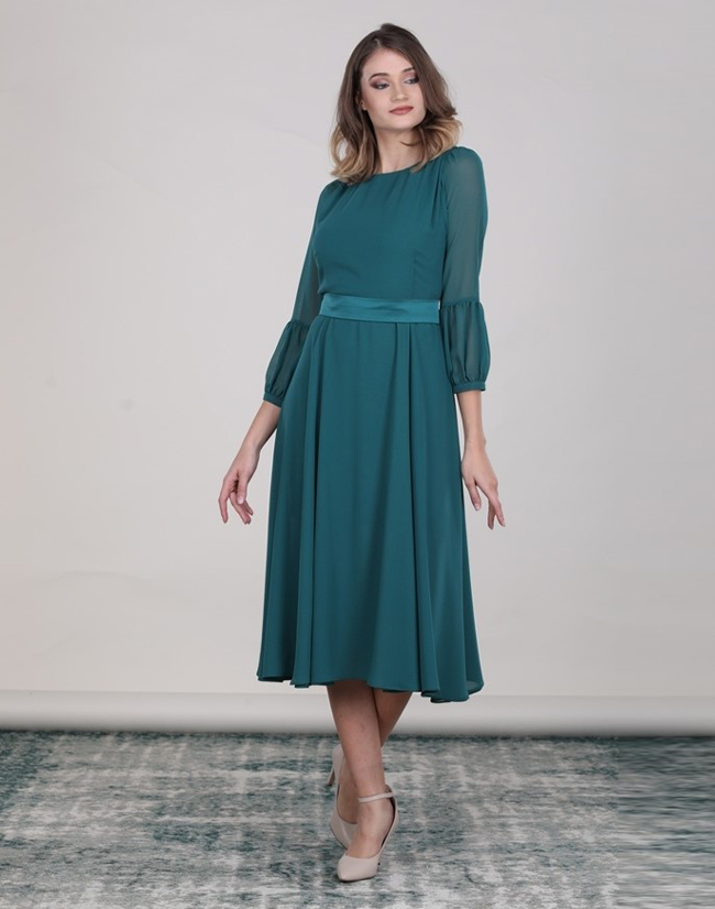 LINEA Зелен Елегантен Фустан 47/169 0534 | Најголема онлајн продавница ...
