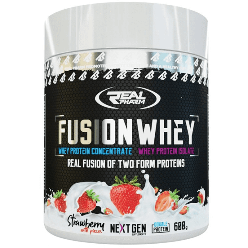 REAL PHARM Протеин FUSION WHEY 600г. 50/50 WPI WPC, јагода | Најголема ...