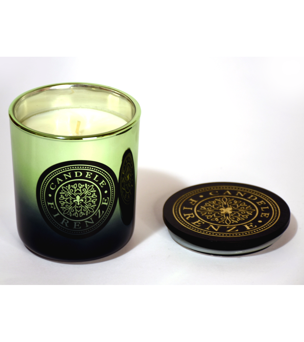 CANDELE FIRENZE Свеќа Glass (металик светло зелена засенчена ...