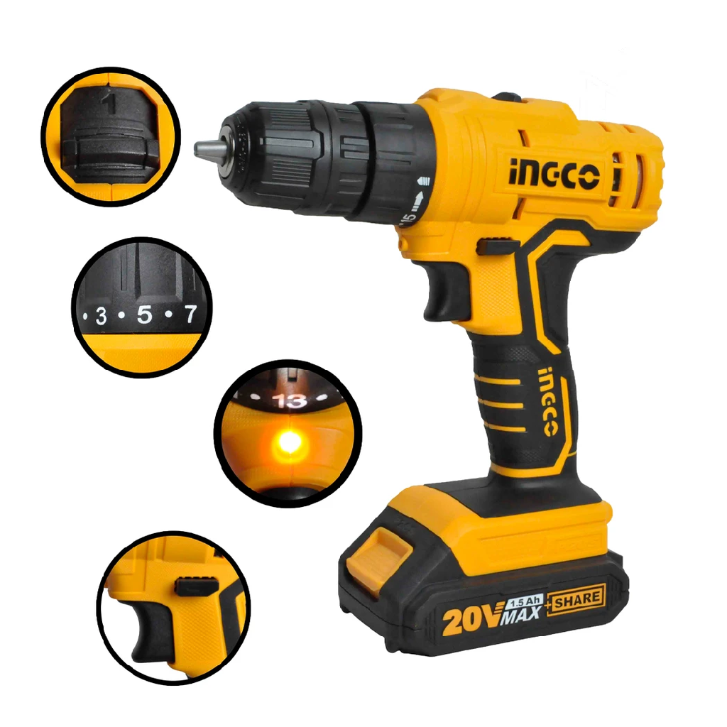 INGCO CDLI20011 Akumulatorska bušilica, 20V, 1500rpm | Online prodaja | Ananas