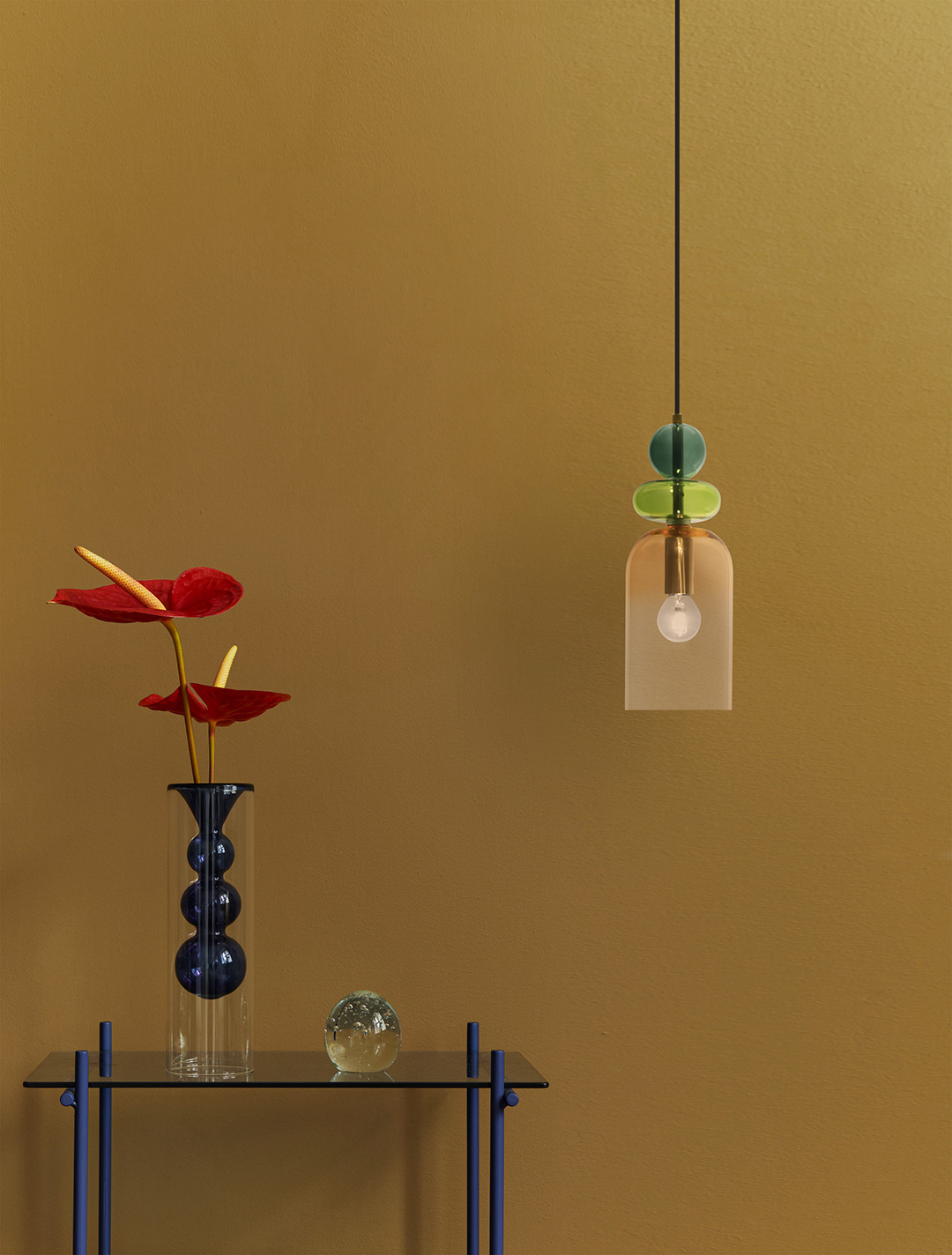 NOVA LUCE Висечка Светилка Murano 1Xe14 Метално Златна со Светло и ...