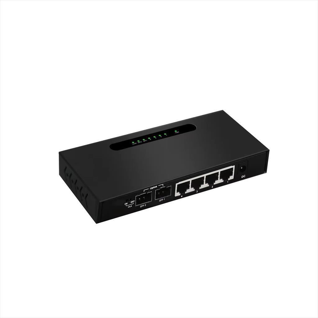 DIEWU TECHNOLOGY Net Switch Diewu 4-Port 10/100/1000 + X2 Sfp Ports ...