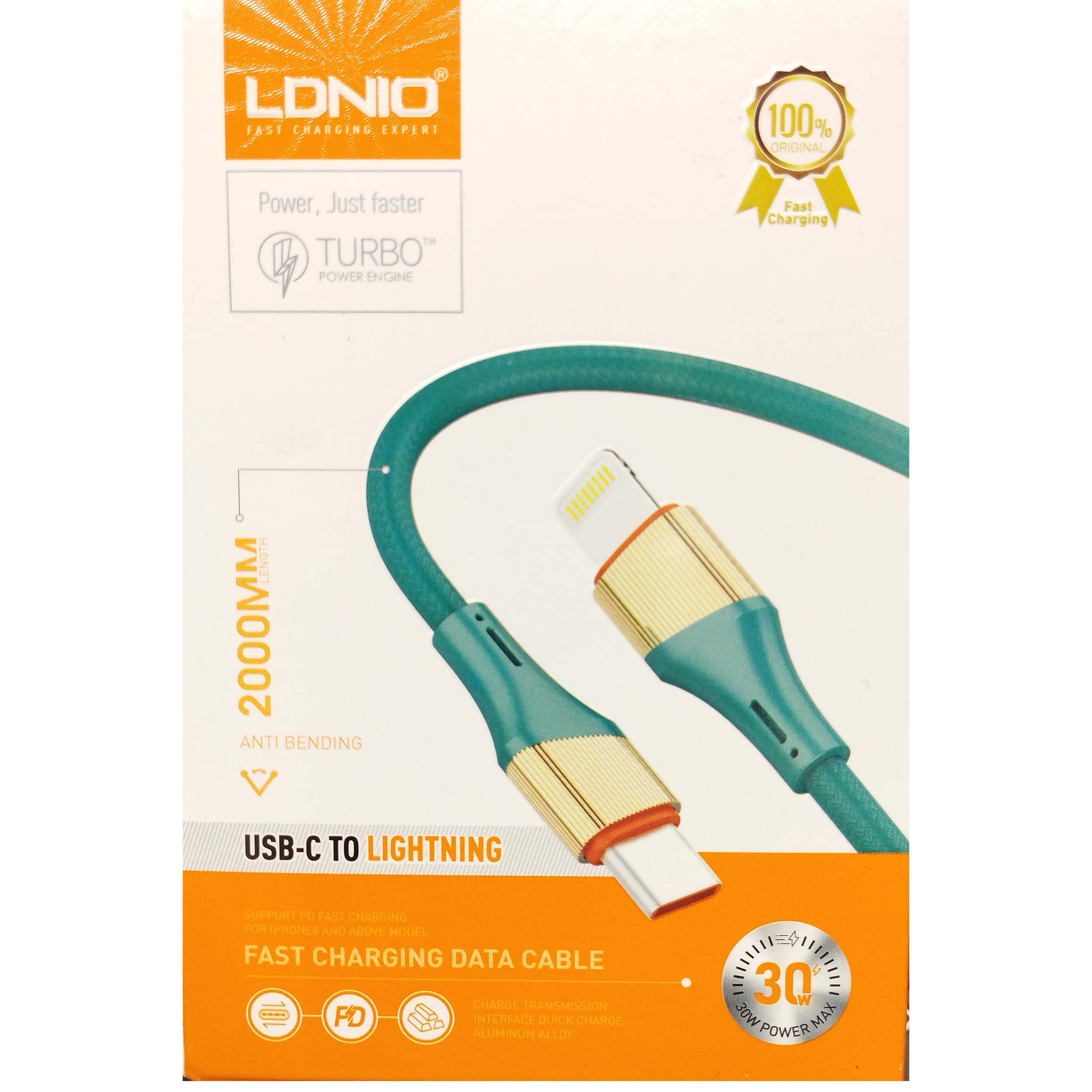 LDNIO LC632i kabal type C - IOS 2m 30W, Zeleni plus GRATIS LDNIO Stoni Držač za Mobilni Telefon ...