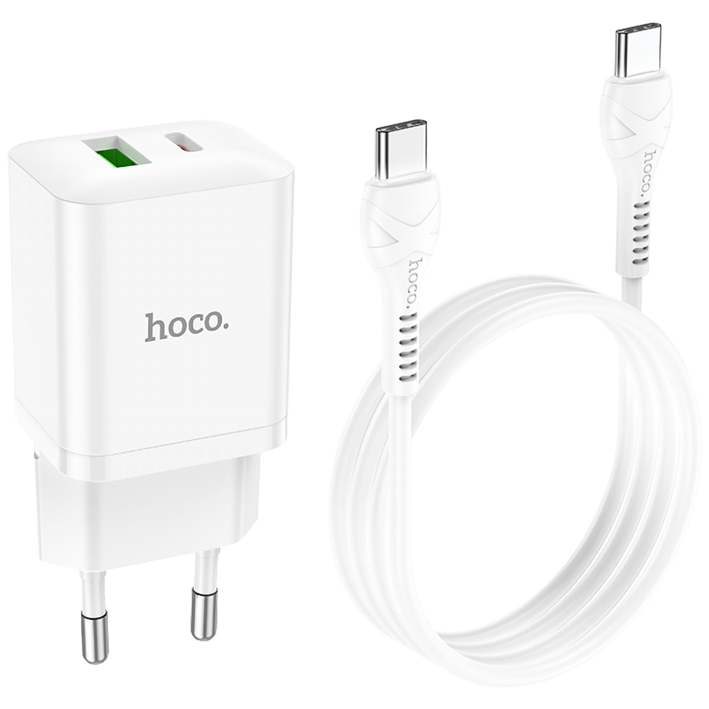 HOCO N28 Founder Punjač, Tip C na tip C, PD20W, QC3.0 18W, 1m, Beli ...