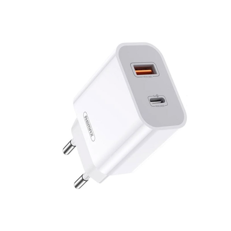 Punjač Remax RP-U68 USB-A USB-C PD20W, Beli | Online prodaja | Ananas