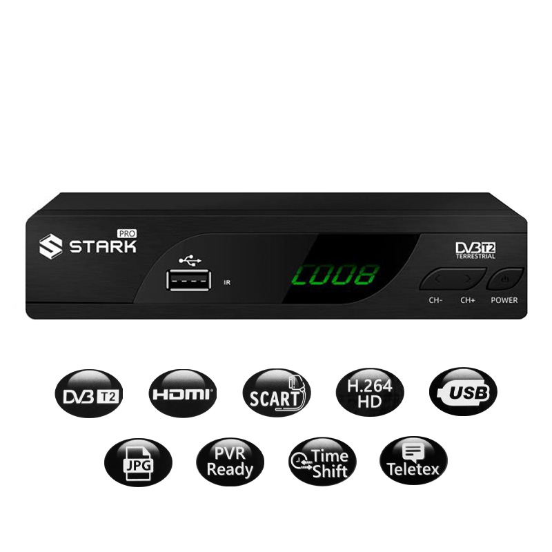 STARK PRO DVB-T2 Set Top Box, Crni | Online prodaja | Ananas
