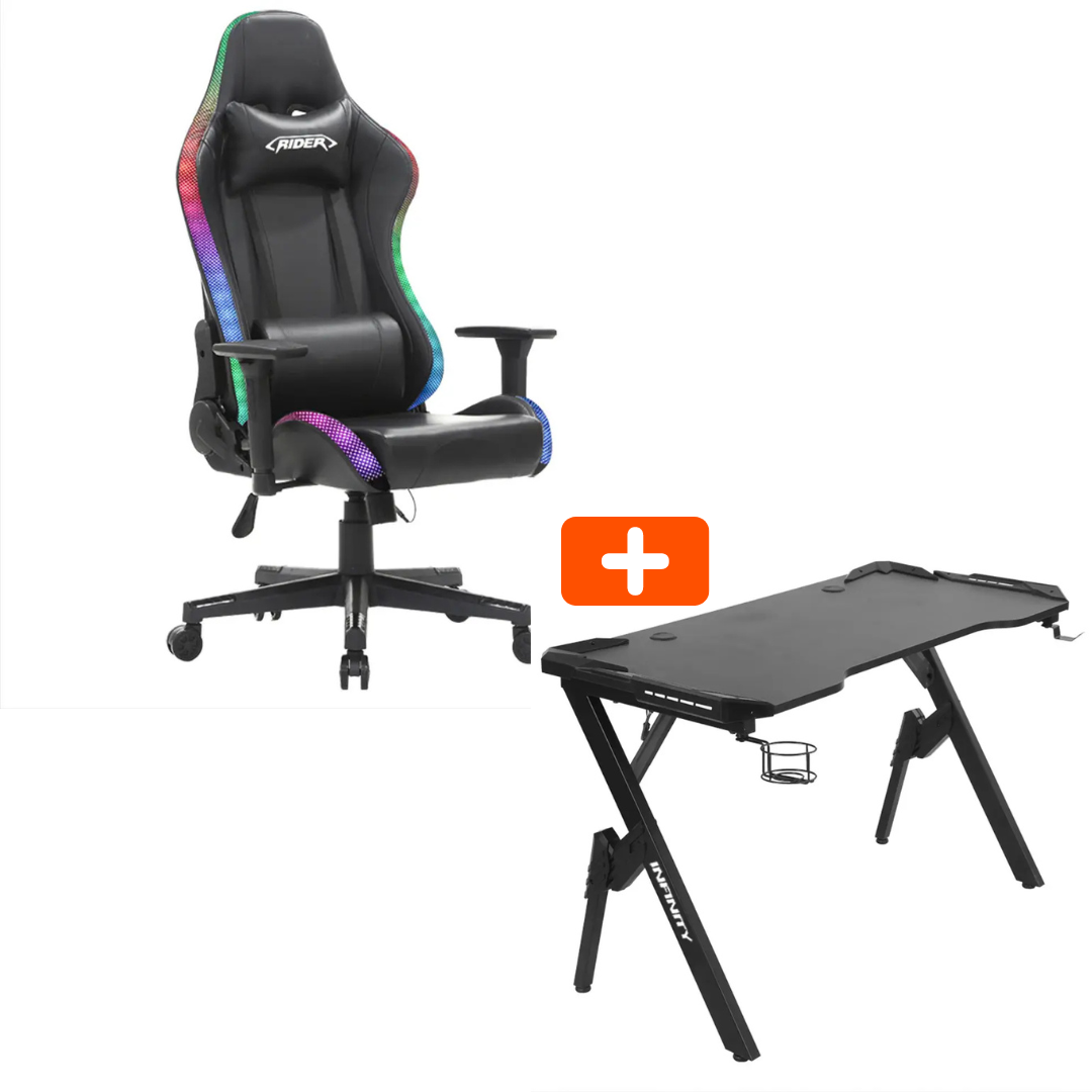 Set Gaming stolica Rider 1410 + Gaming sto Infinity GT20, LED, Crni ...