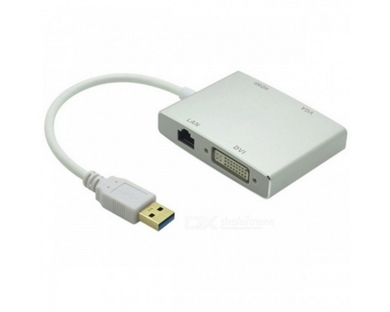 FAST ASIA Adapter konvertor USB 3.0 na HDMI + VGA+DVI + RJ45 | Online ...