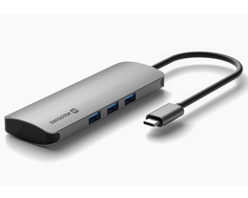 SWISSTEN Aluminijumski USB 6u1 TIP C HUB sivi | Online prodaja | Ananas