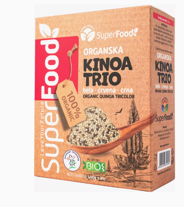 SUPER FOOD Kinoa trio 400 g ORGANIC bela, crvena i crna | Online ...