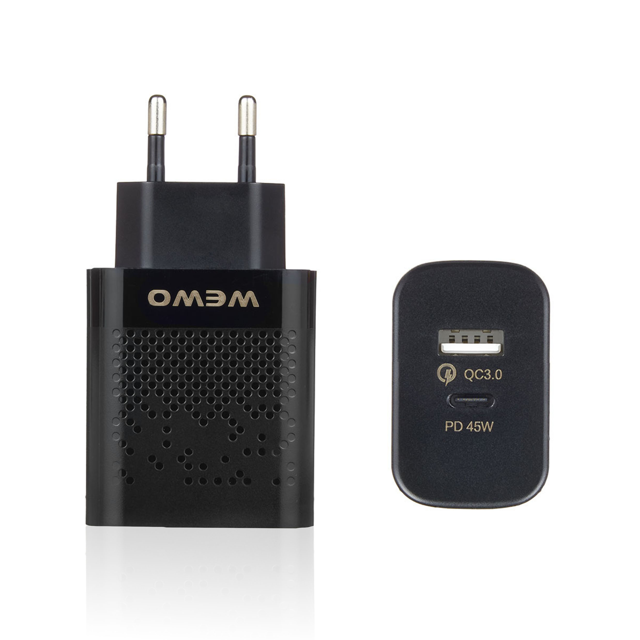 WEWO Punjač PD+USB QC 45W/3A crni | Online prodaja | Ananas